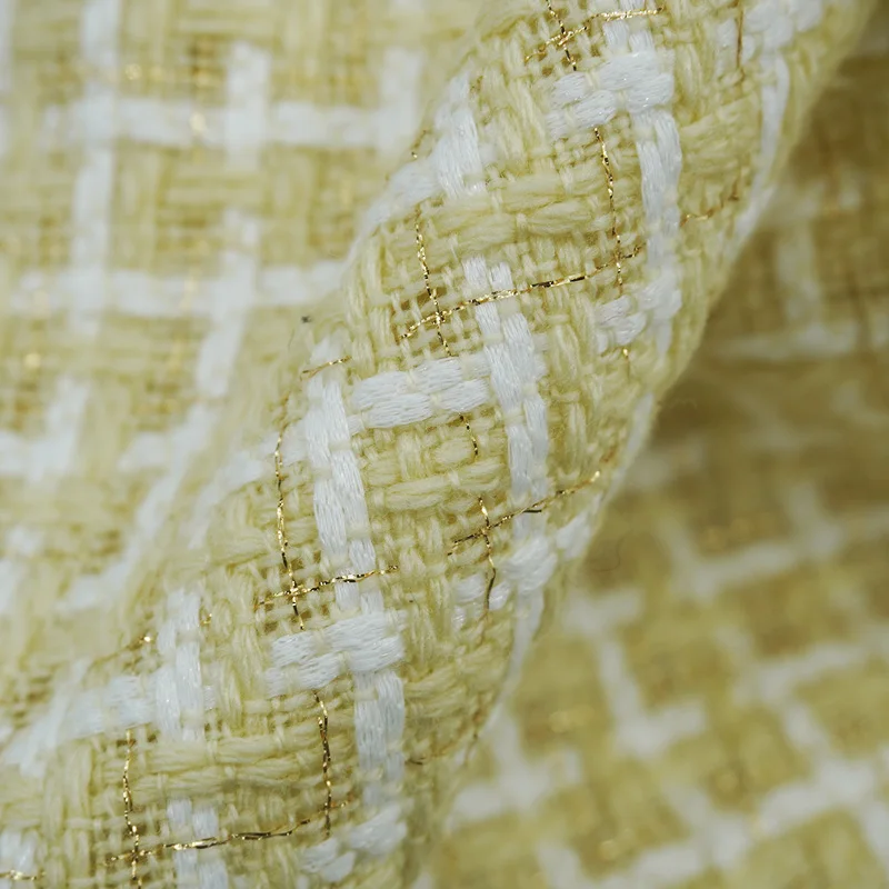 Yellow-White-Plaid-Acrylic-Fiber-Cotton-Tweed-Fabric-For-Coat-Tissu-Au ...