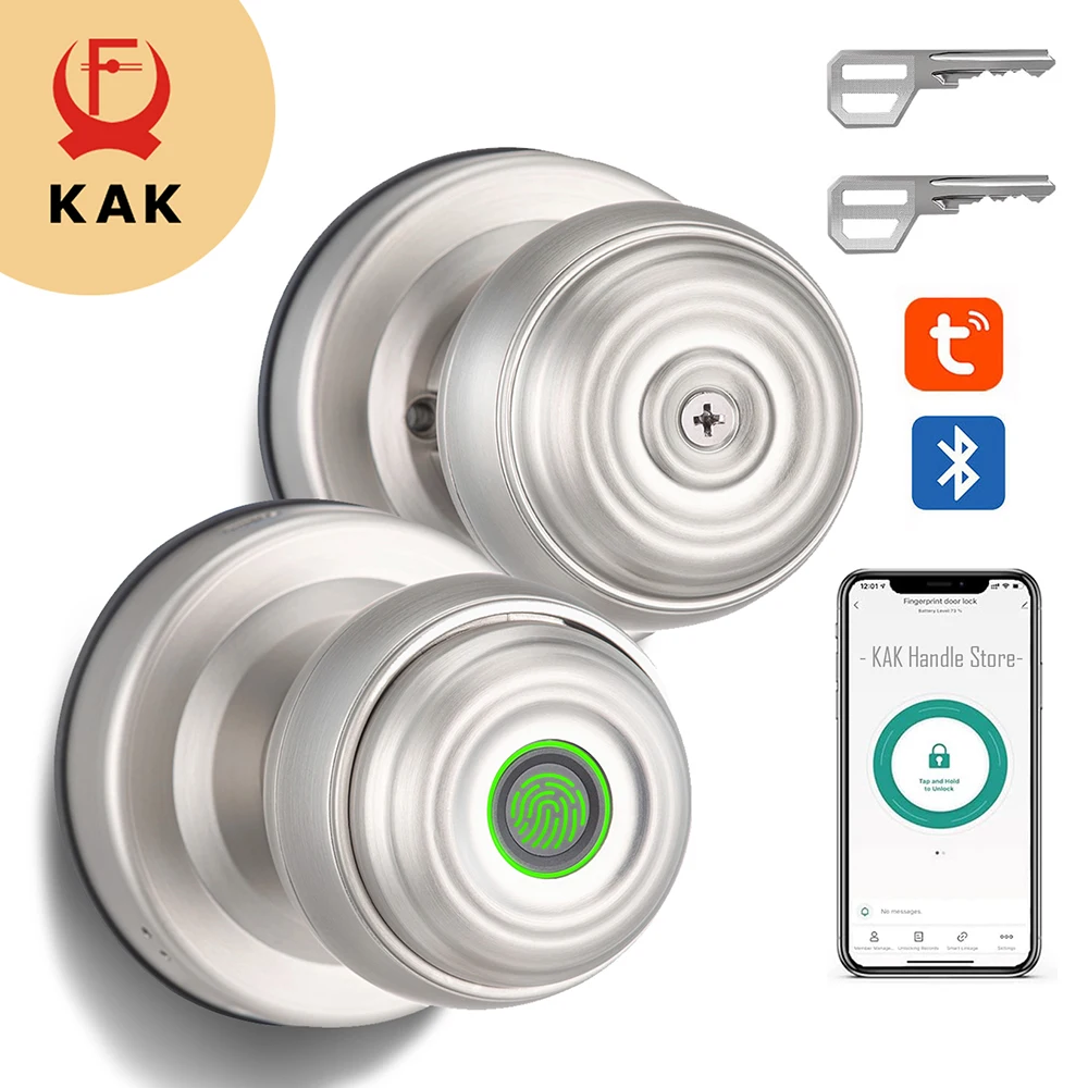KAK-Fingerprint-Door-Lock-with-Knob-Cylinder-Smart-Lock-Keyless-Entry ...