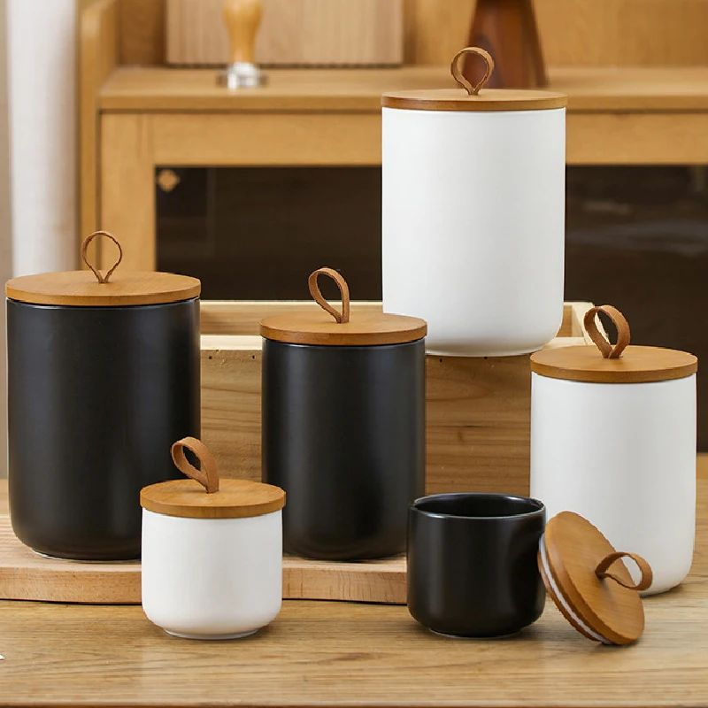 Nordic-Ceramic-Storage-Jar-Matte-Sealed-Pot-Tea-Container-Kitchen ...
