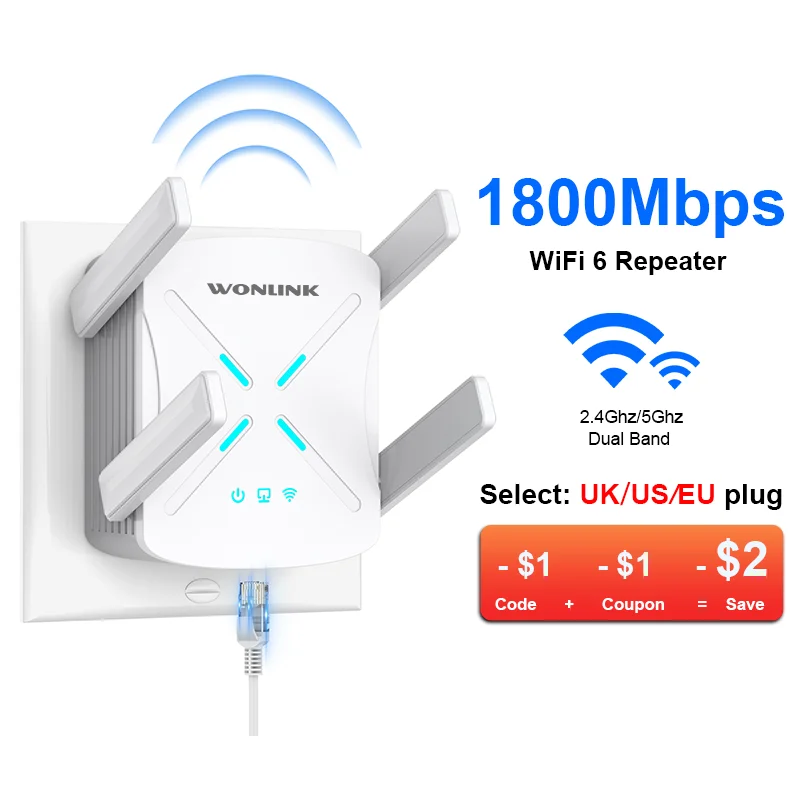 Wi-Fi-6-Range-Extender-AX1800-2G-5GHz-Dual-Band-WIFI-Repeater-4-2dBi ...