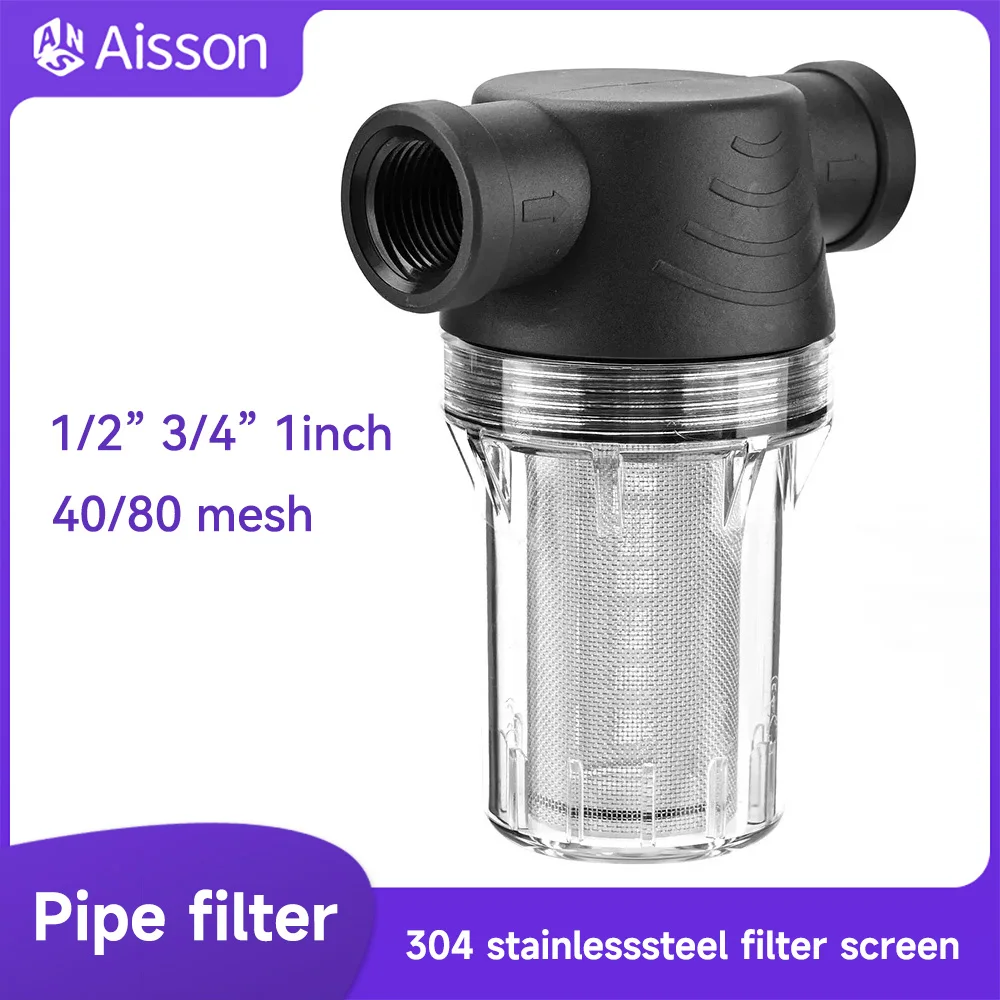 1-2-3-4-40-80-Mesh-Water-Pipe-Filter-Plastic-Transparent-Water-Tank ...