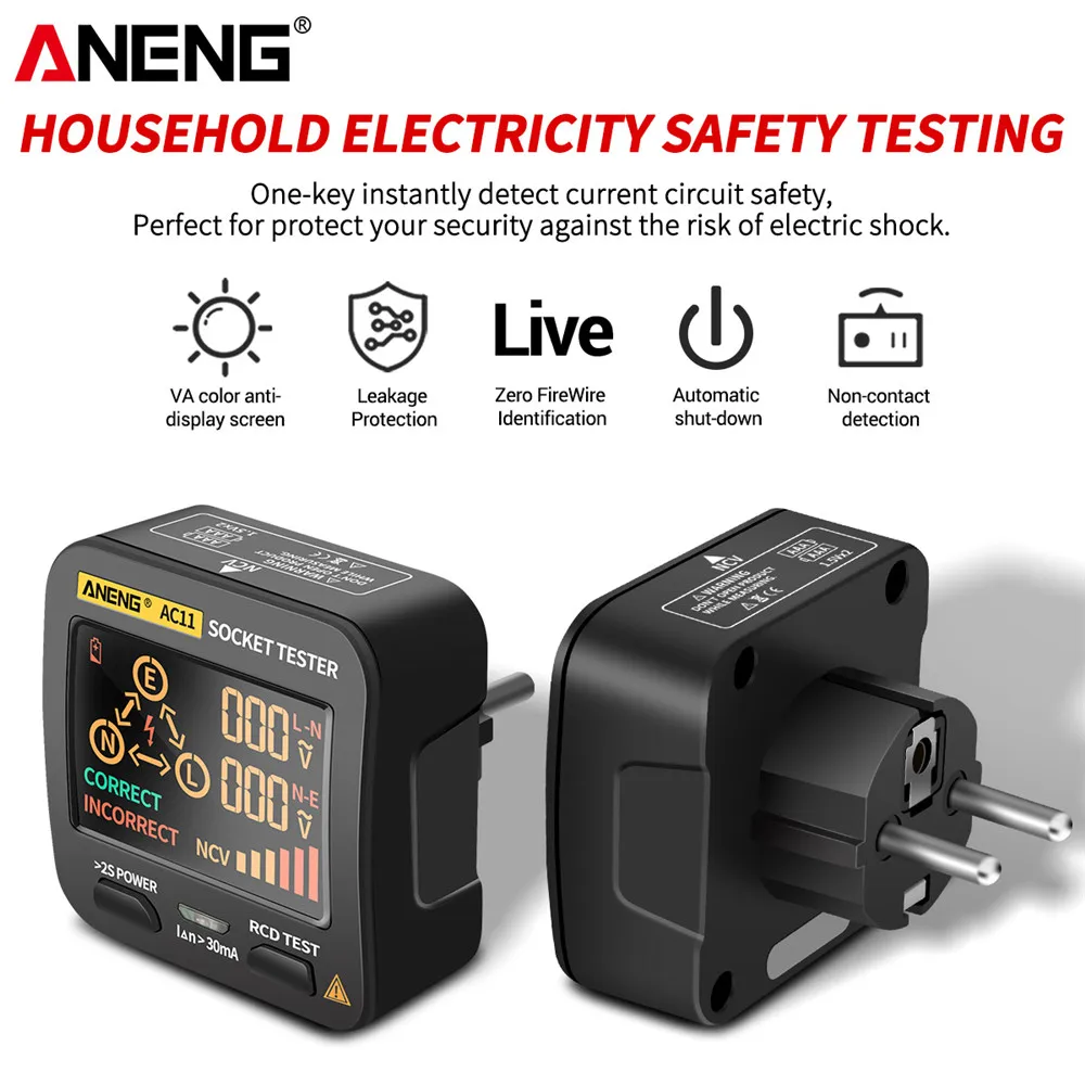 ANENG AC11 Digital Smart Socket Tester Voltage Test Socket Detector US ...