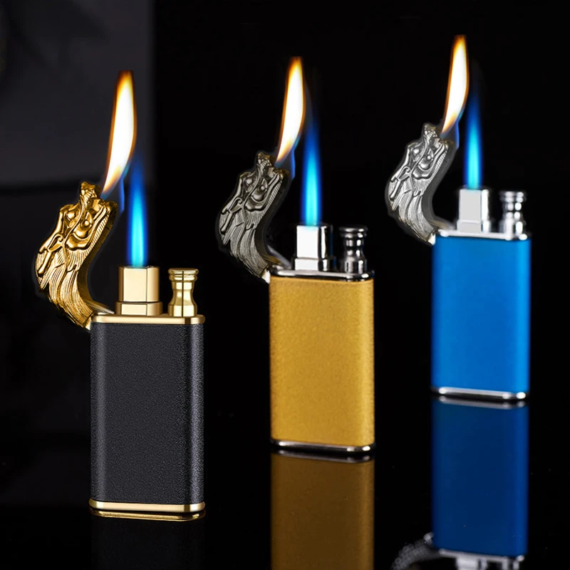 Creative-Dragon-Faucet-Double-Fire-Lighter-Metal-Inflatable-Windproof ...