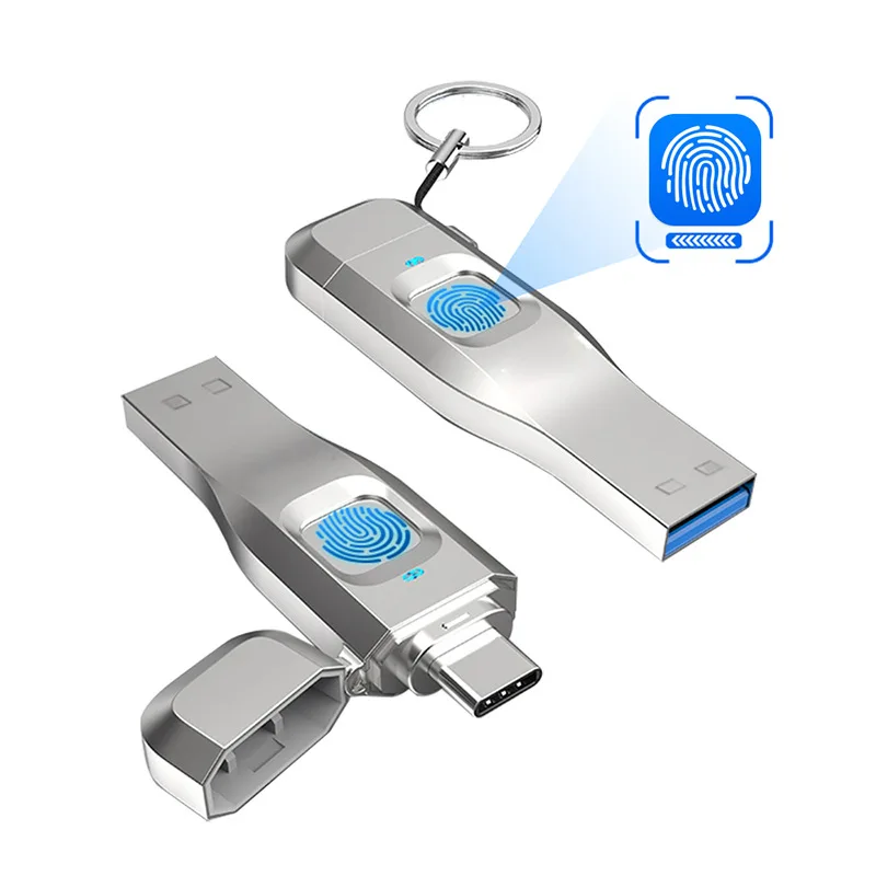 Fingerprint USB Flash Drive Metal OTG Pendrive USB3.0 Type C for Laptop ...
