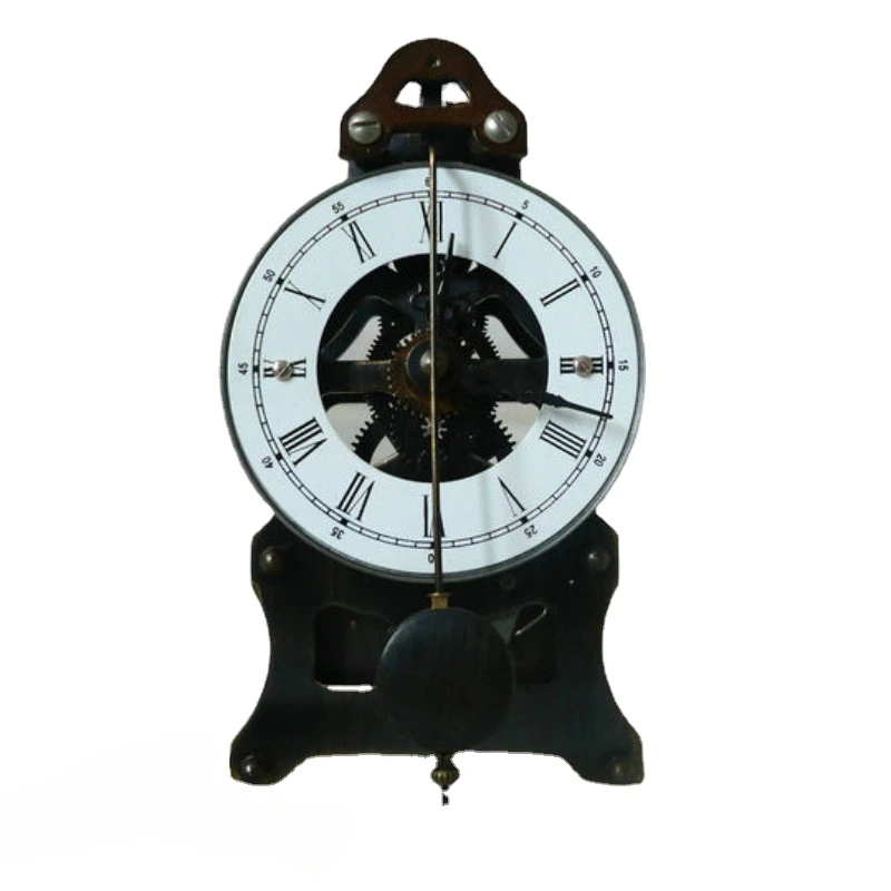 Metal Mechanical Table Clock, Roman Desk Clocks, Wood Base, Aesthetic ...