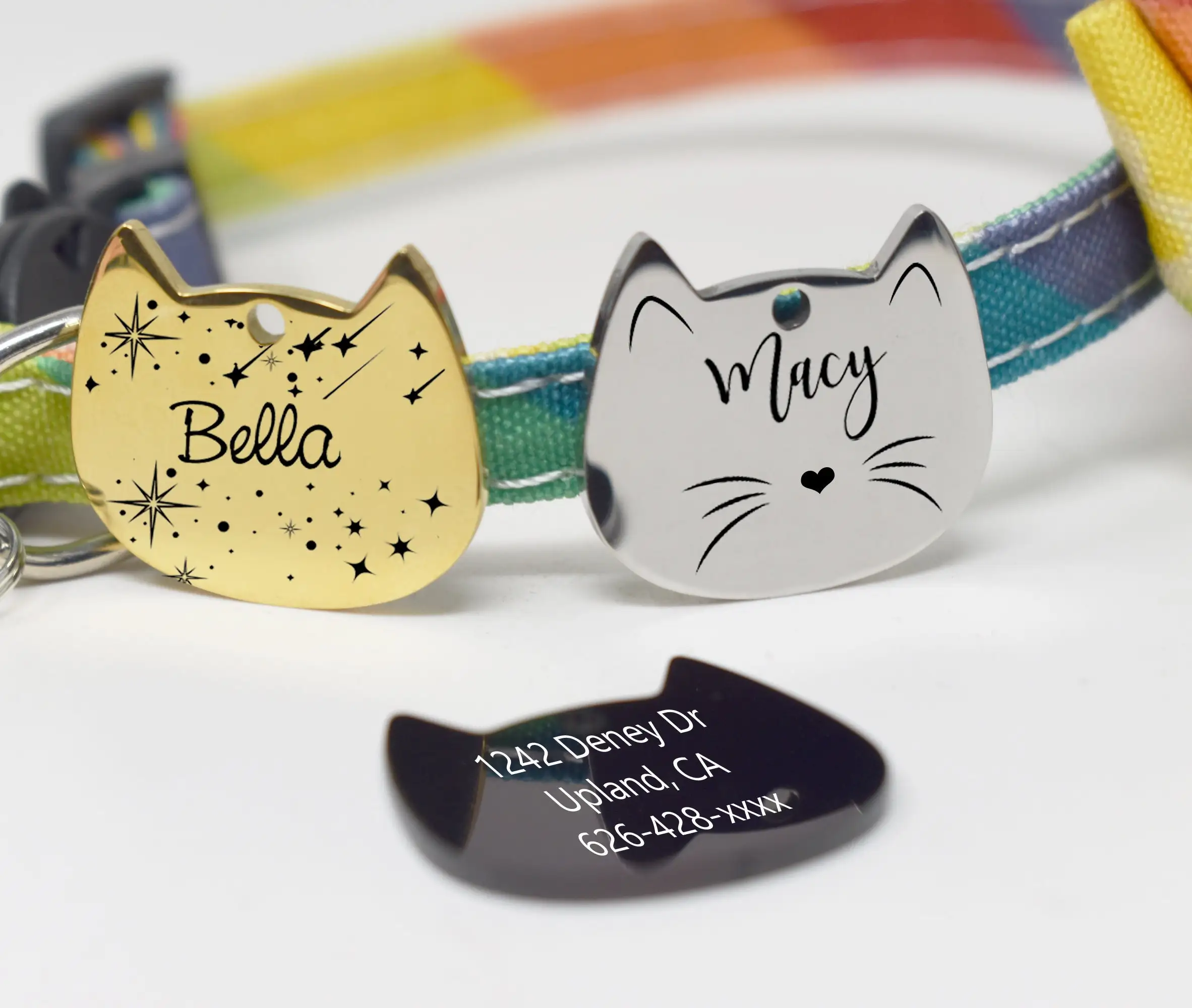 Stainless-Steel-Cat-Tag-Name-Personalized-Pet-tag-Custom-ID-Tag-Collar ...