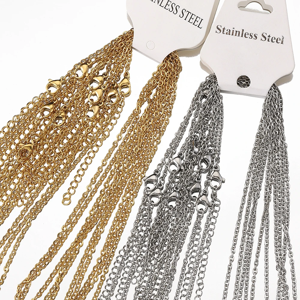 10pcs 5pcs Stainless Steel Chain O Shape Chain with Lobster Clasps ...