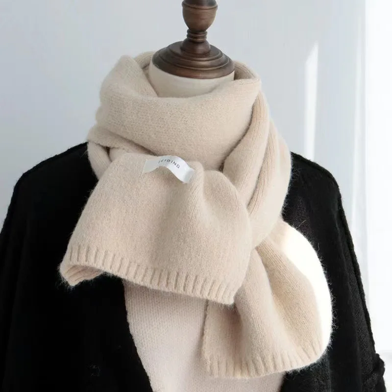 Scarf Women Solid Color Woolen Thick Warm Scarves Student Couple Scarf ...