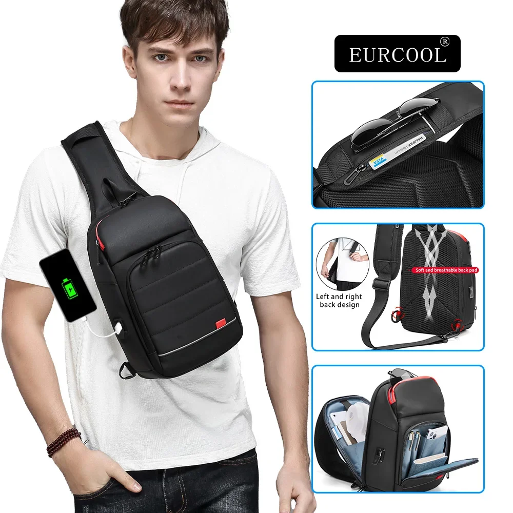 EURCOOL-Shoulder-Bag-for-Men-Sling-Bag-9-7inch-IPad-Cross-Bags-Light ...