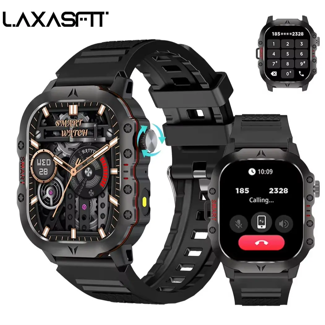 LAXASFIT Smart Watch Military Grade Toughness Bluetooth Voice Call LED ...