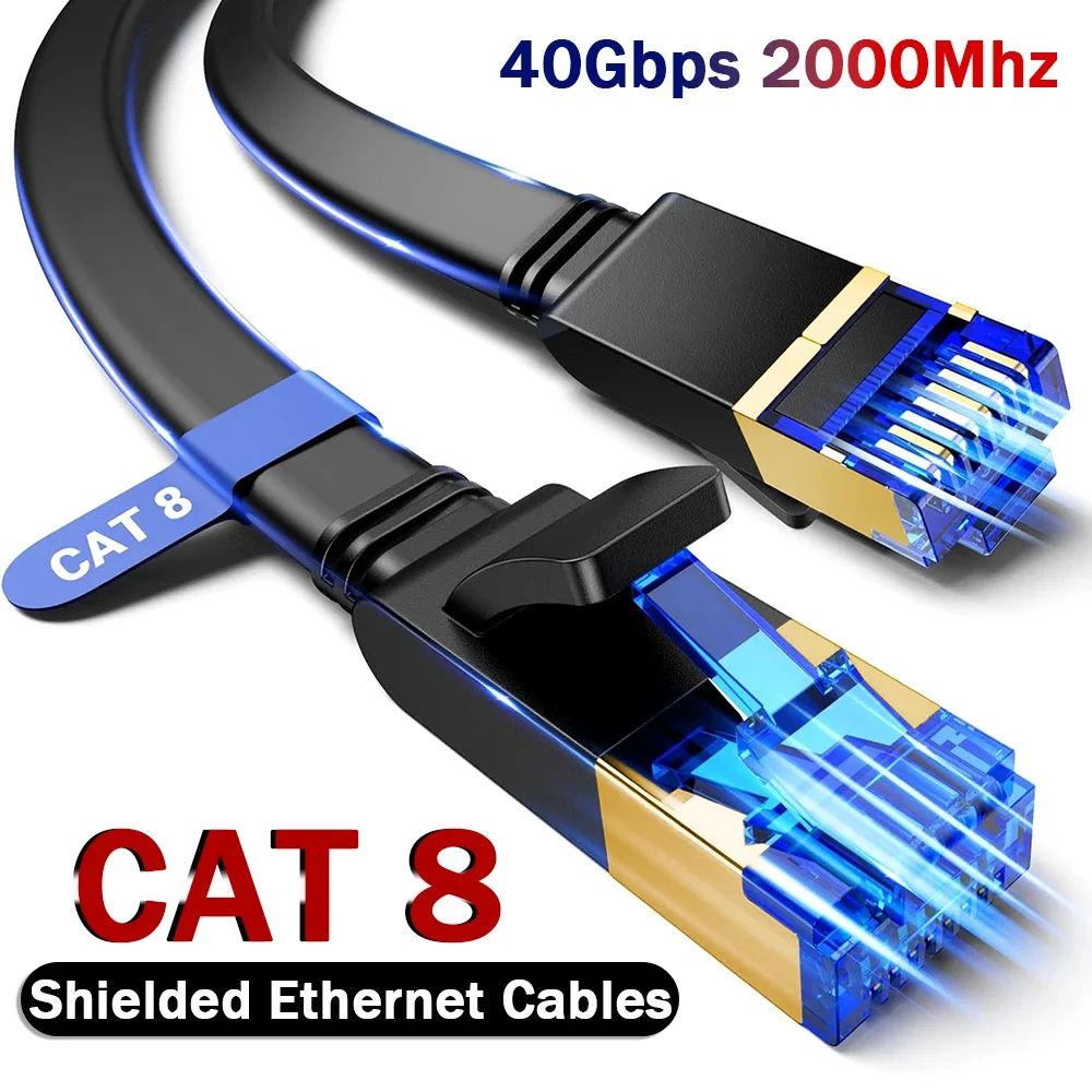 Cat-8-Ethernet-Cable-Flat-High-Speed-40Gbps-2000Mhz-Internet-Cables ...
