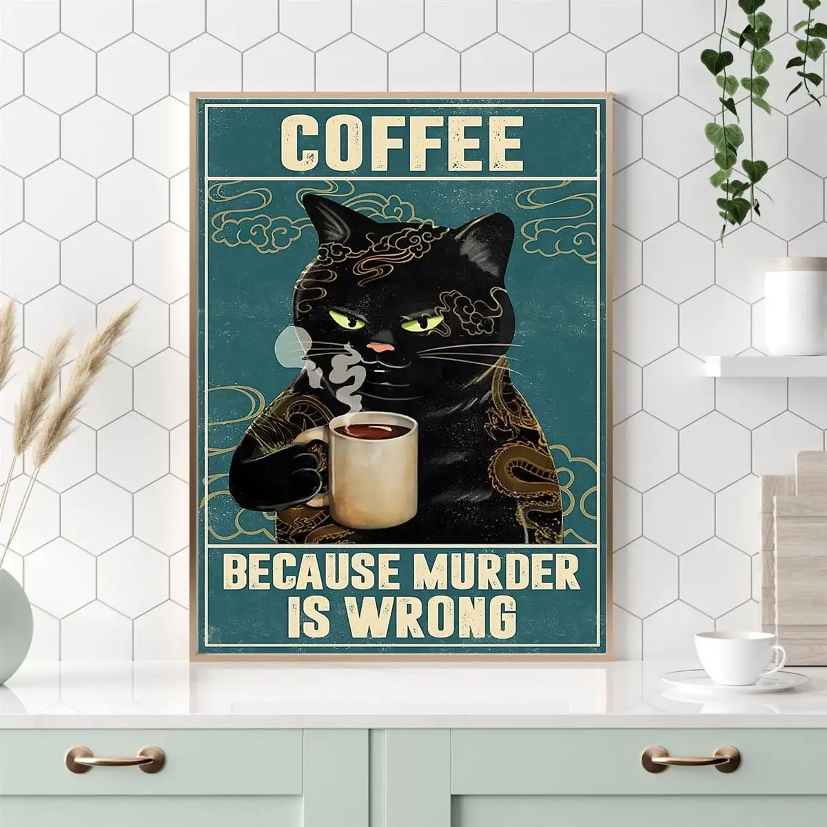 Vintage-Cat-Coffee-Canvas-Pintura-Cozinha-Sinais-Wall-Decor-Engra-ado ...