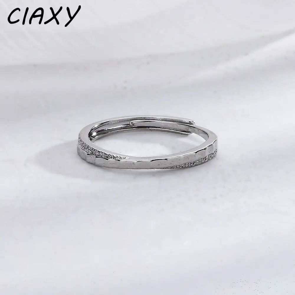 CIAXY-Silver-Color-Line-Crossing-Shape-Rings-for-Women-Wedding ...