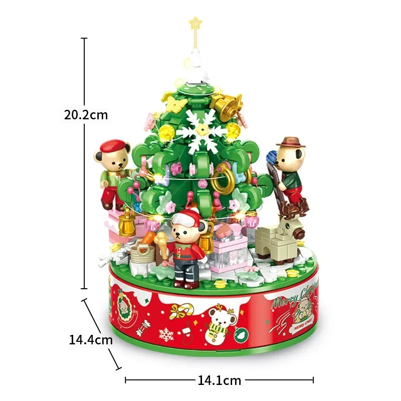 Creative-Inbrixx-Kumamoto-Bear-Christmas-Spin-Music-Box-Building-Blocks ...