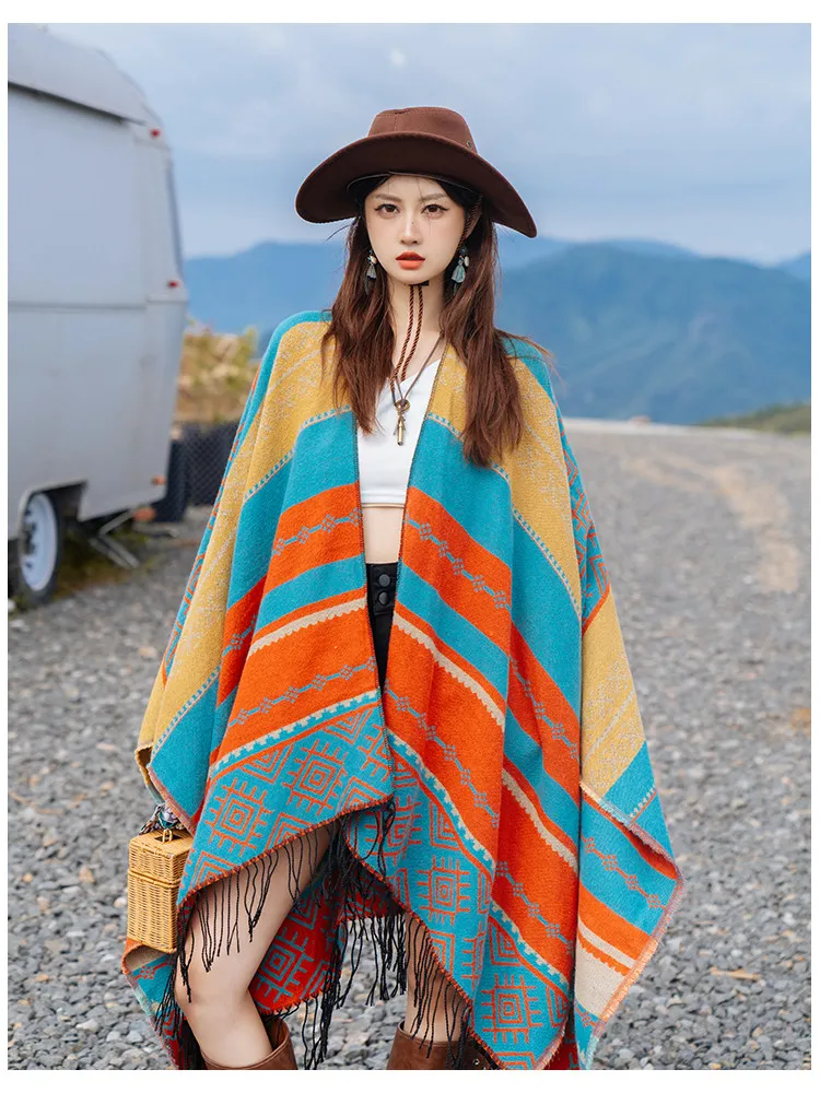Manto-de-xale-feminino-Pul-ver-borla-poncho-Fashion-su-ter-de-malha ...