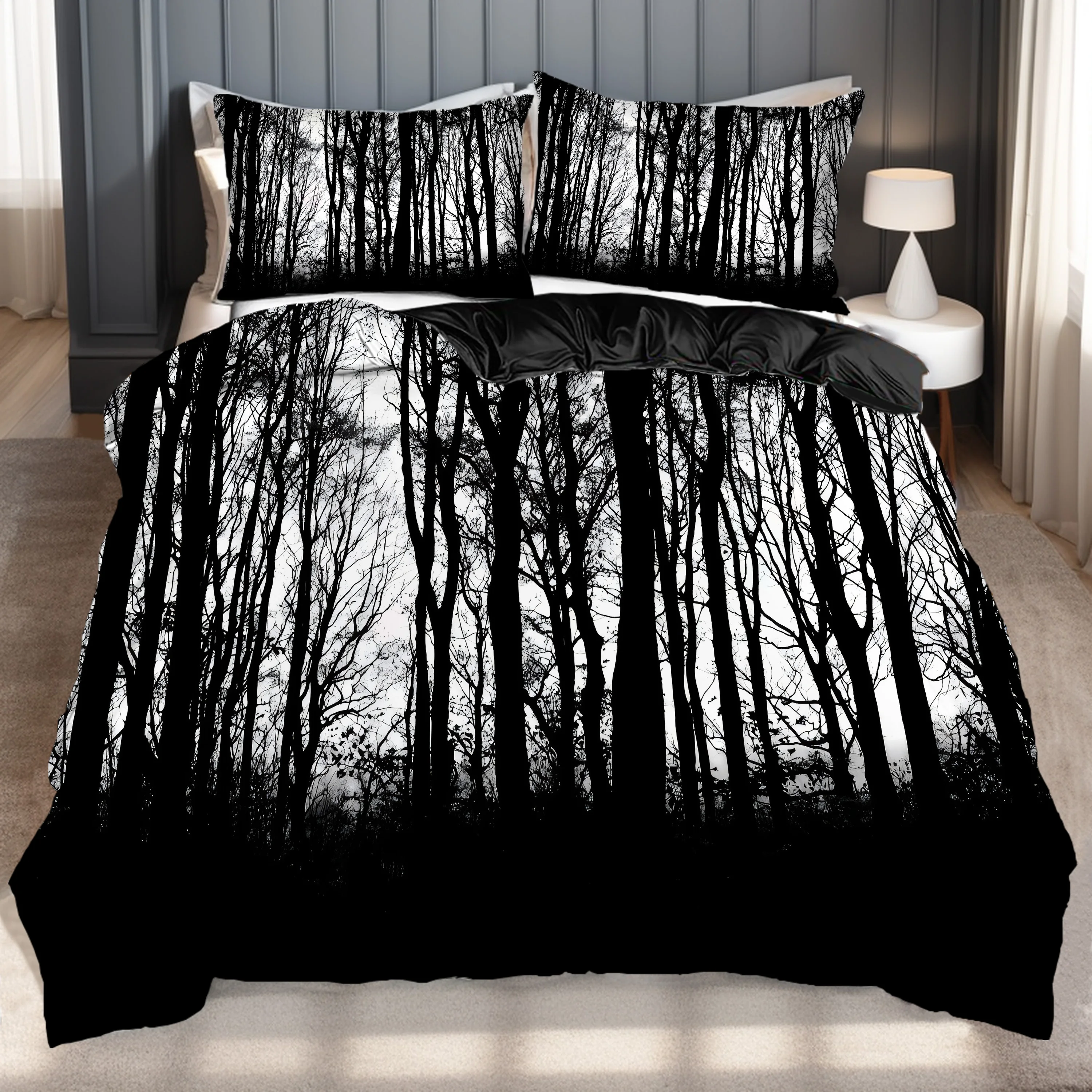 Black Forest Pattern 3D Print Bedding Set for Kids Teens Adults Black ...