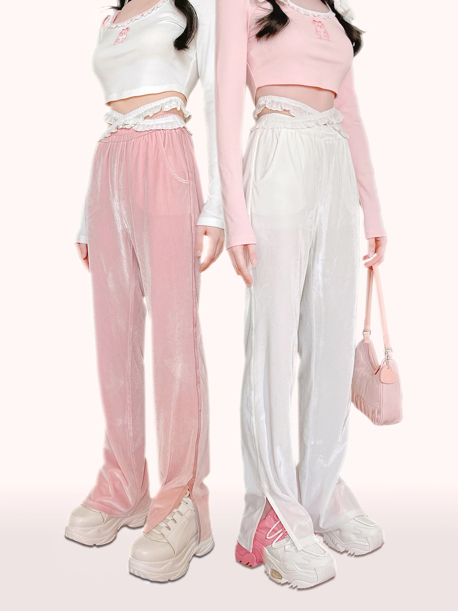 BOBON21 Women High Waist Lace Up Side Hollow Out Flare Bell Bottom ...