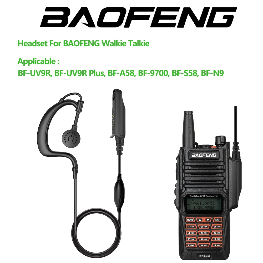 BAOFENG Walkie Talkie Headset For UV-9R Plus Waterproof Earphone UV9R ...
