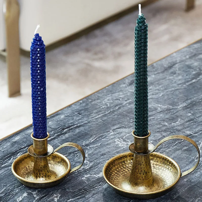 Iron candlestick, retro candle container, European style candle stand ...