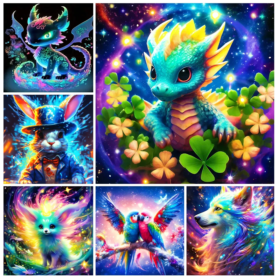 5D-Square-Round-diamond-cross-stitch-Dream-Animal-Family-Series-Dog-Cat ...