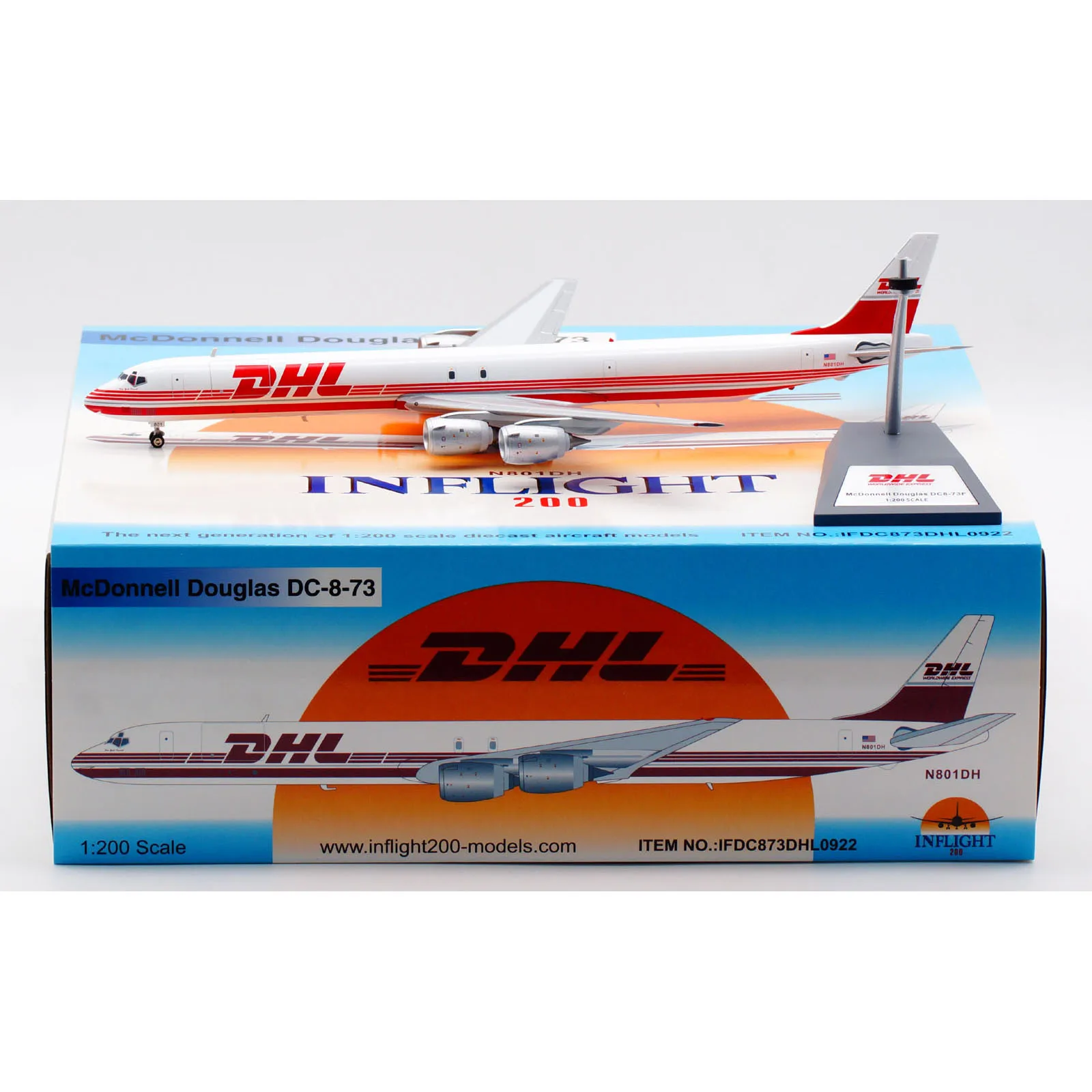 IFDC873DHL0922 Alloy Collectible Plane Gift INFLIGHT 1:200 DHL McDonnell Gouglas DC 8 73(F ...
