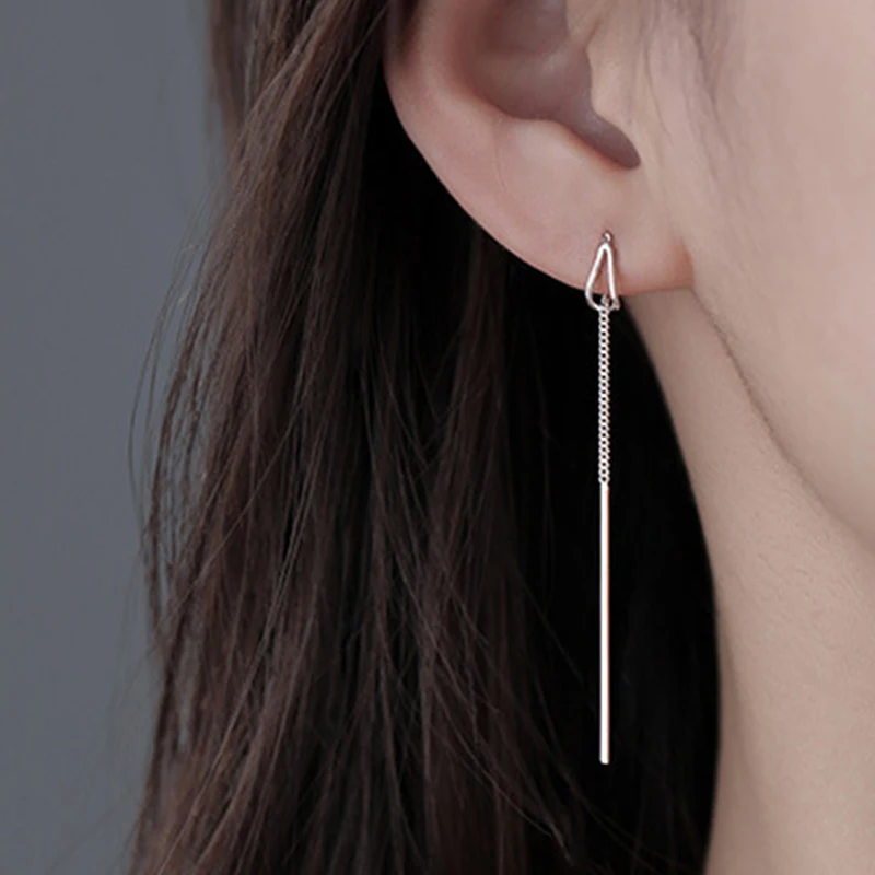 Drop Ear Line Long Hanging Earrings For Women Gold Silver Color Zircon ...