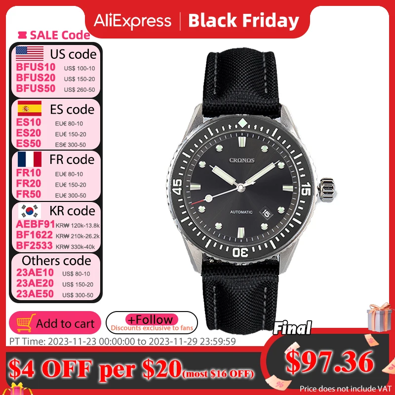 Cronos-reloj-de-buceo-C3-para-hombre-Accesorio-luminoso-convexo ...