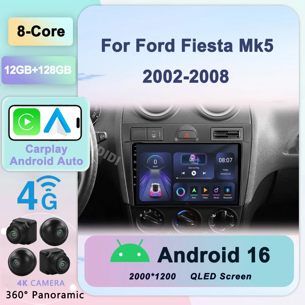Android 16 Car Radio For Ford Fiesta Mk VI 5 Mk5 2002-2008 Multimedia ...