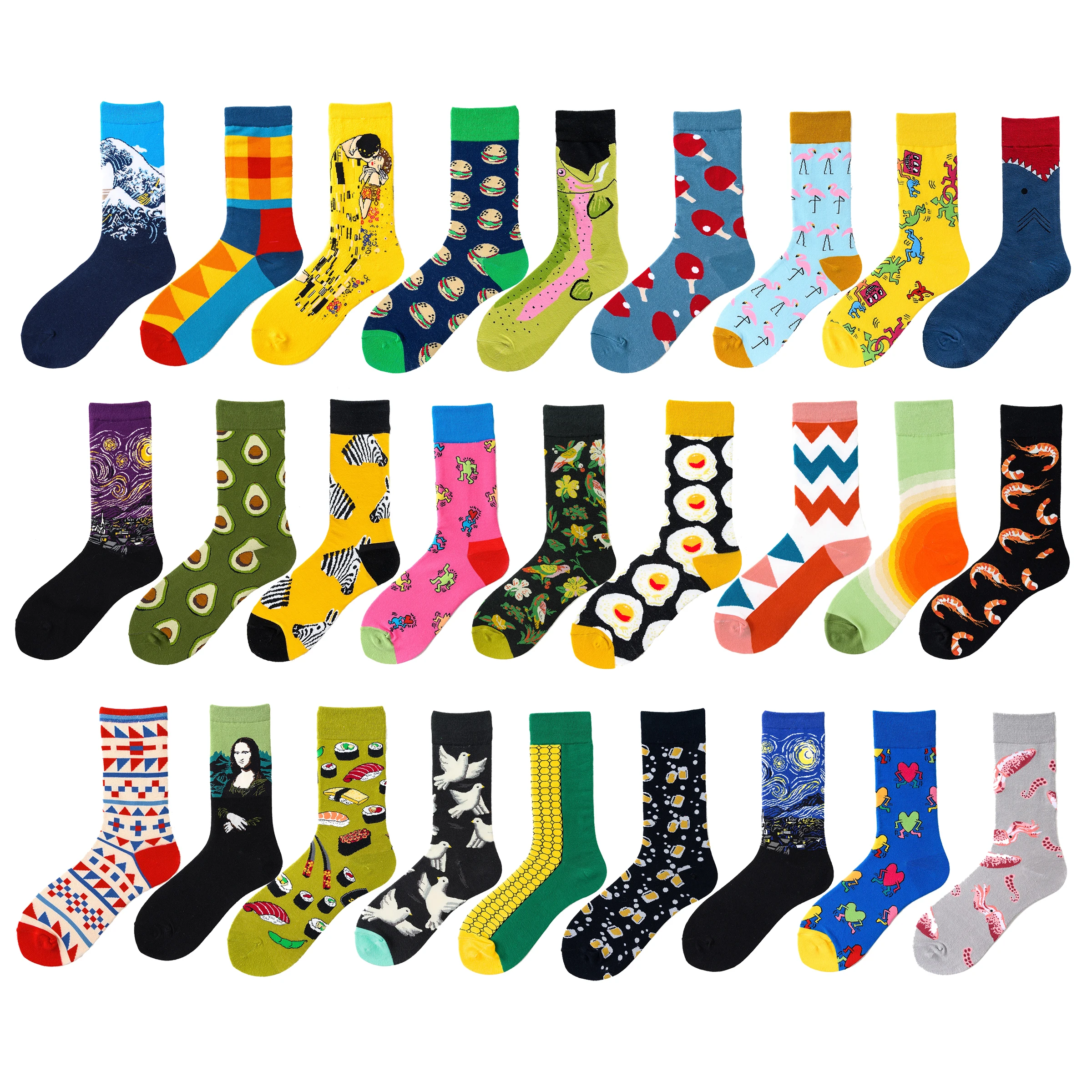 Novelty Happy Funny Men Graphic Socks Combed Cotton Omelette Frog Crazy ...