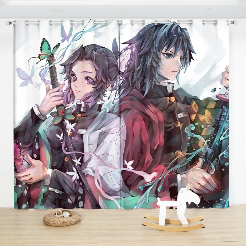Demon Slayer Blackout Curtain 2 Panels Shinobu Giyuu Anime Window ...