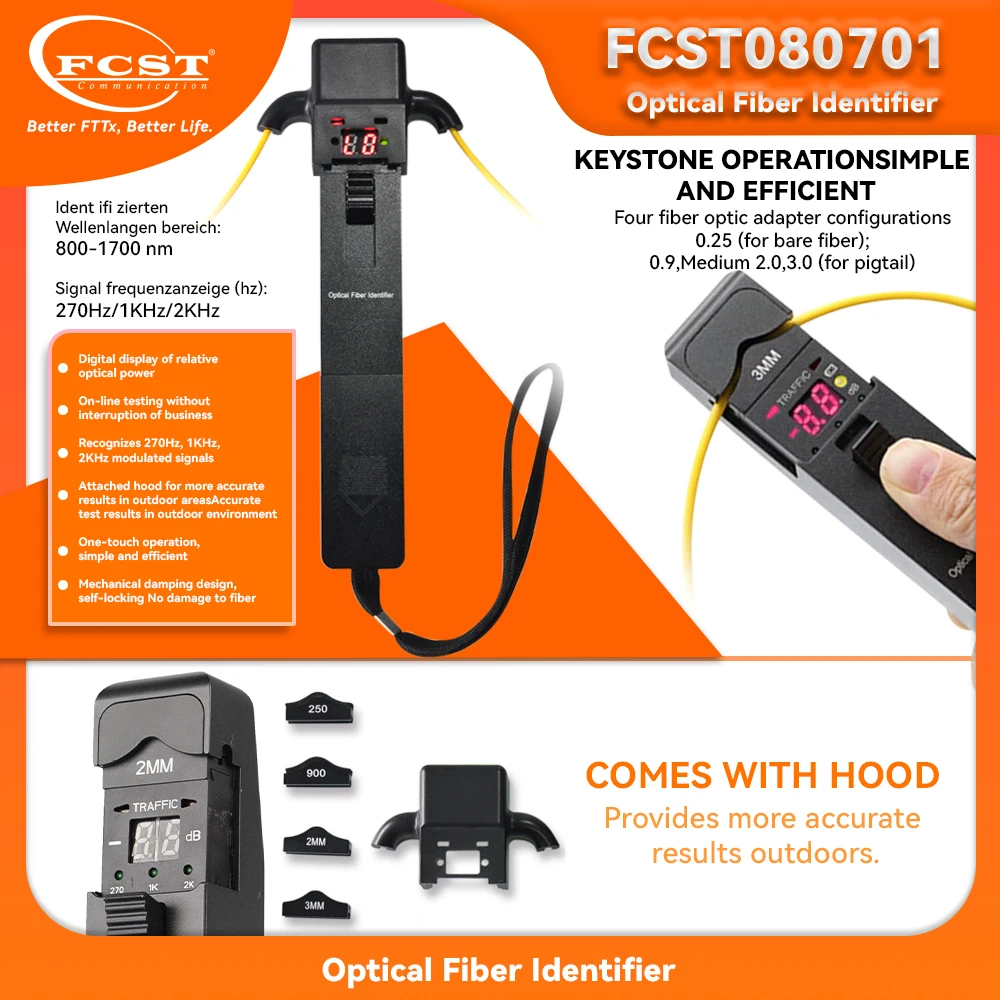 FCST-Optical-Fiber-Identifier-800-1700nm-50-10dB-Fiber-Optic-Test-Tool ...