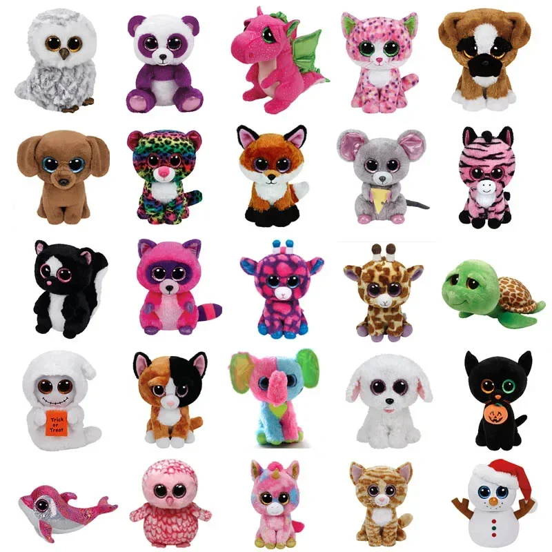 Ty Beanie Big Eyes Plush Animal Toy Unicorn Dolls Penguin Dog Owl ...