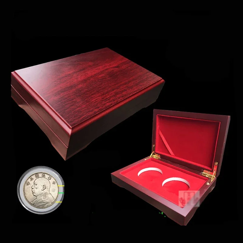 Red Wood Style Original 2 Coins Display Box Case for Slab Certified ...