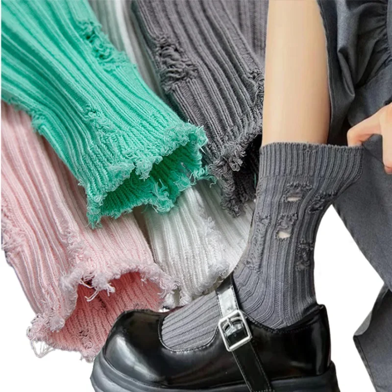 2023-New-Ripped-Socks-Fashion-Harajuku-Gothic-Trendy-Street-Broken ...