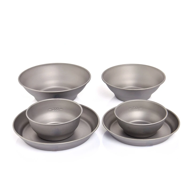 Camping Ultra Light Titanium Plates Plate Cutlery Set Multi Size Salad ...