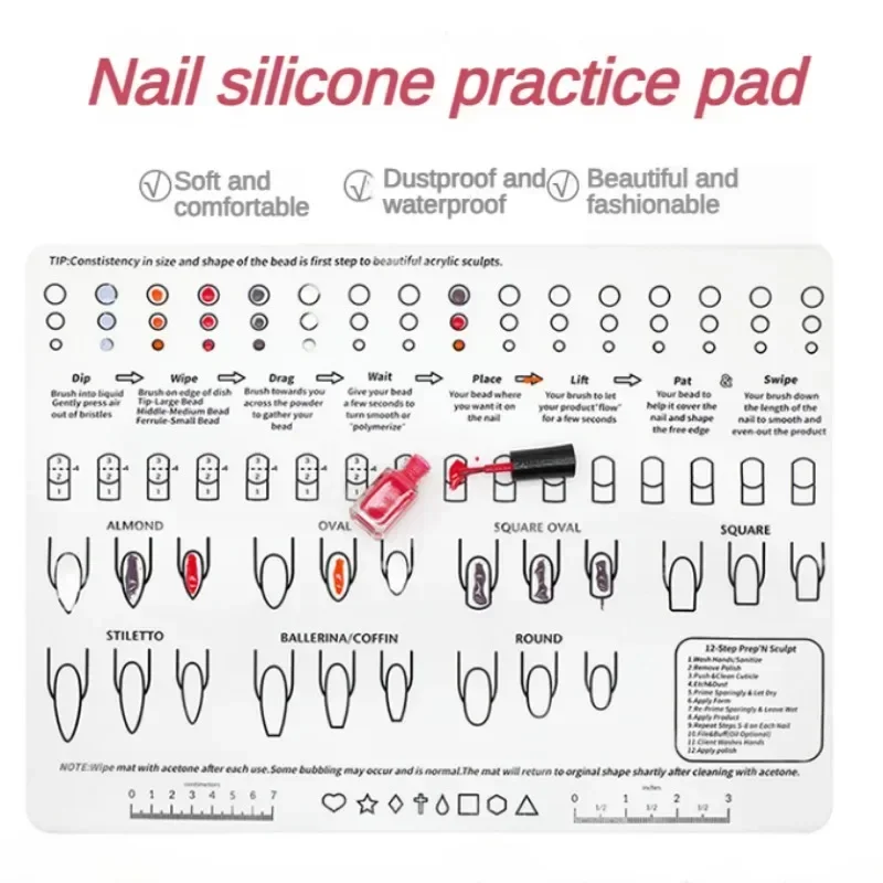 Silicone-Acrylic-Nail-Practice-Training-Sheet-Pad-Nail-Enhancement ...