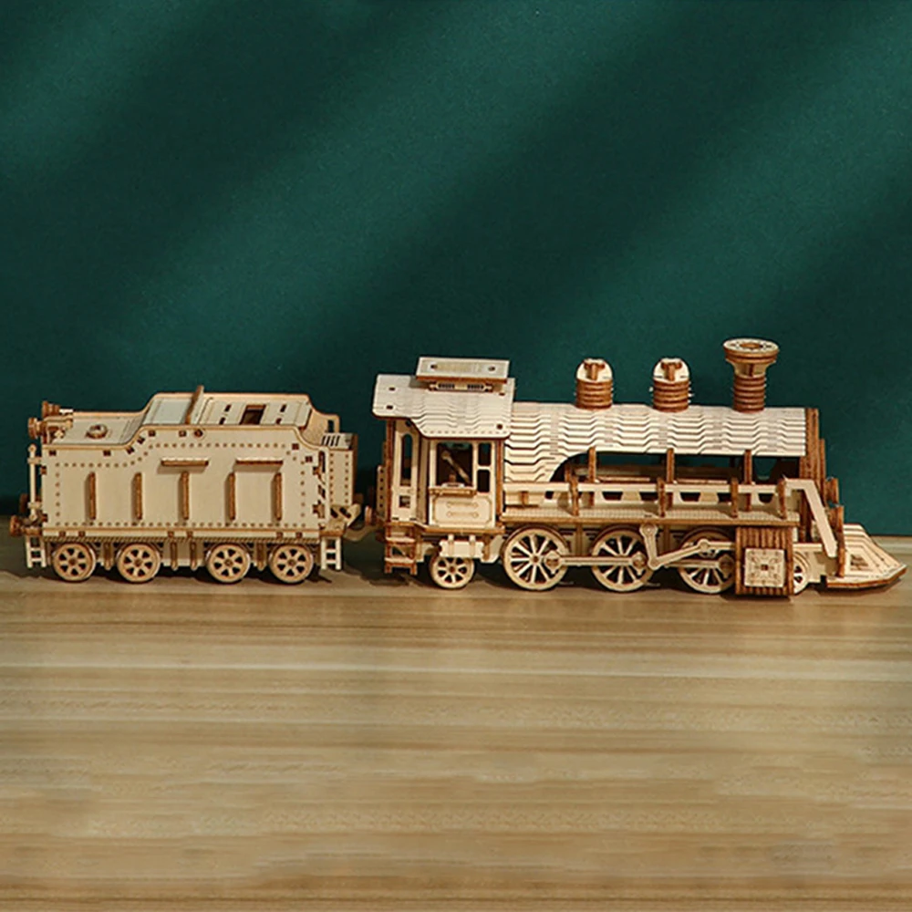 3D-Wooden-Puzzle-Model-Train-DIY-Handmade-Mechanical-Toys-For-Children ...