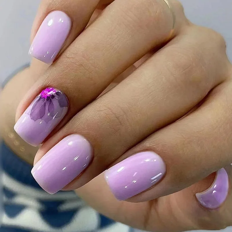 24pcs-Purple-Fake-Nails-With-Gradient-Halo-Dyeing-Floral-Nail-Square ...