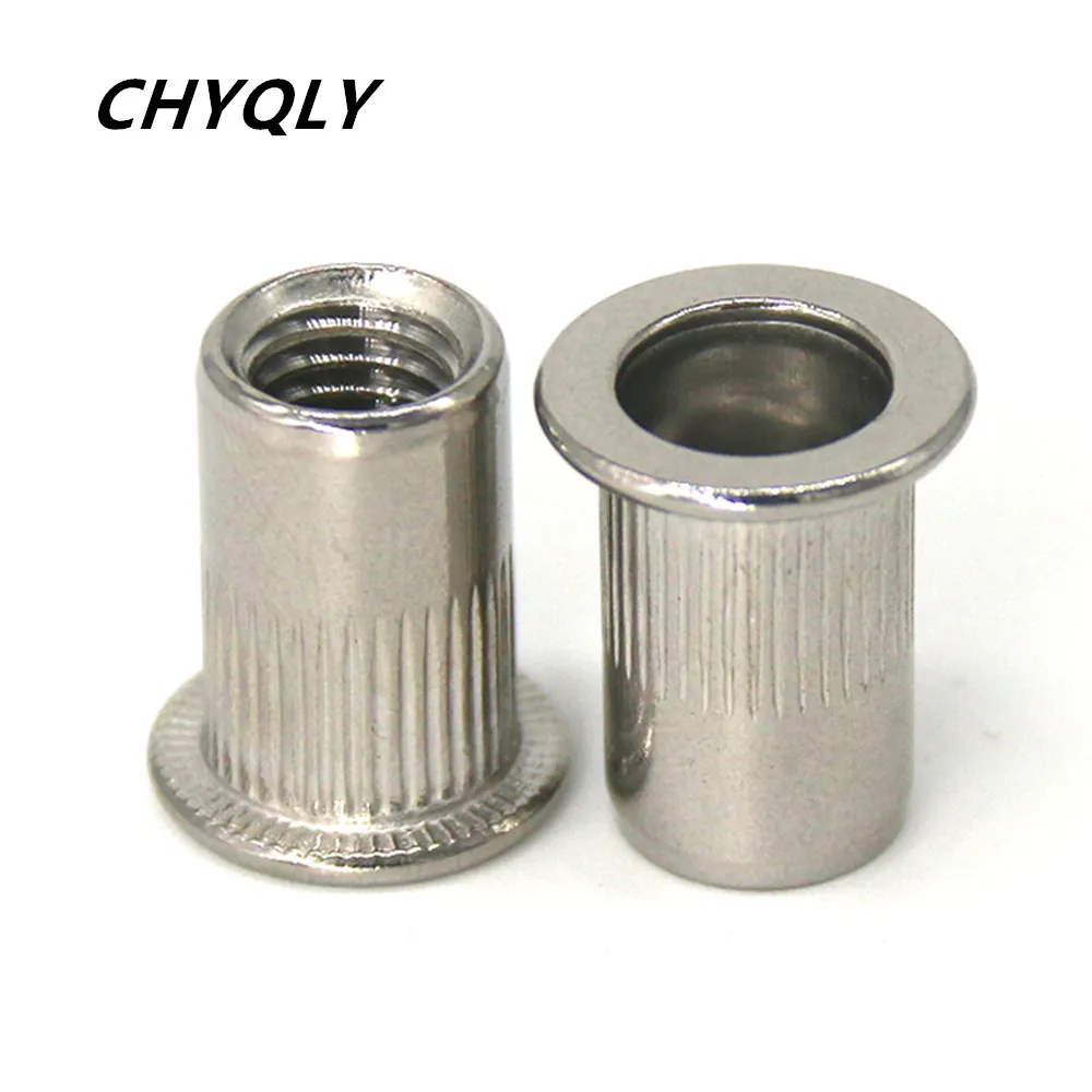 500pcs M6 304 Stainless Steel Rivet Nut Flat Head Rivnut Furniture ...