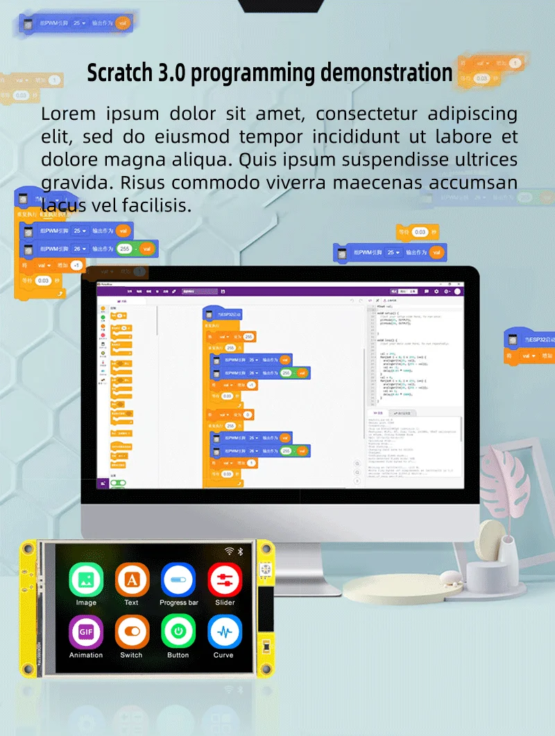 Макетная плата ESP32 Arduino LVGL с поддержкой Wi-Fi и Bluetooth ...