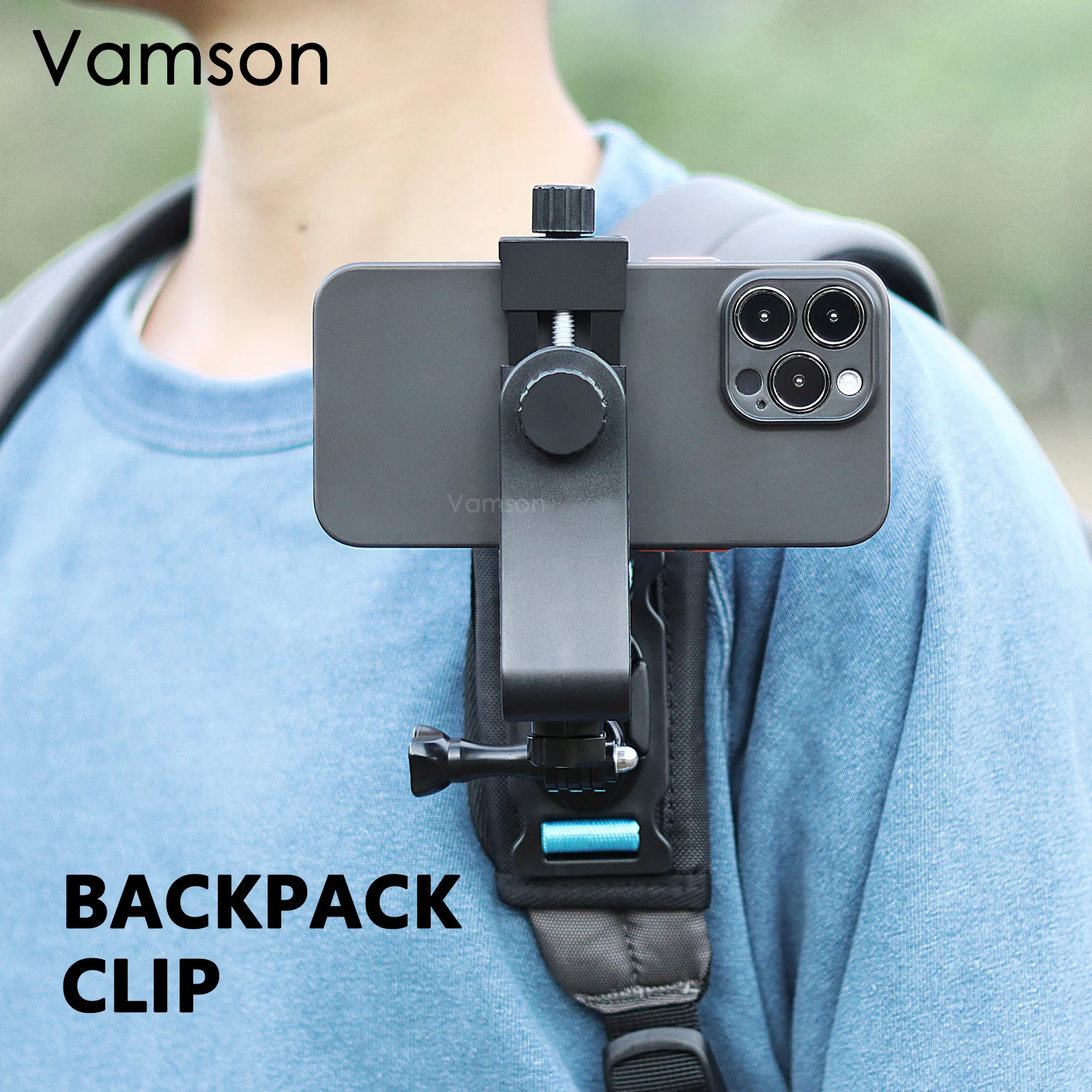 Vamson 360°Rotary Backpack Clip Mobile Phone Mount First Person Pov ...