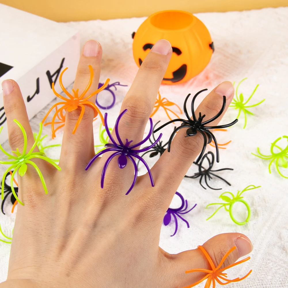 20 40pcs Halloween Plastic Spider Ring for kids Trick Or Treat Halloween Realistic Plastic Spider Toys Funny Prank Props decor AliExpress 15