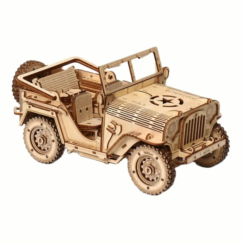 DIY-Mechanical-Off-road-Cars-Wood-Puzzle-Toys-Child-Classic-Jeep ...
