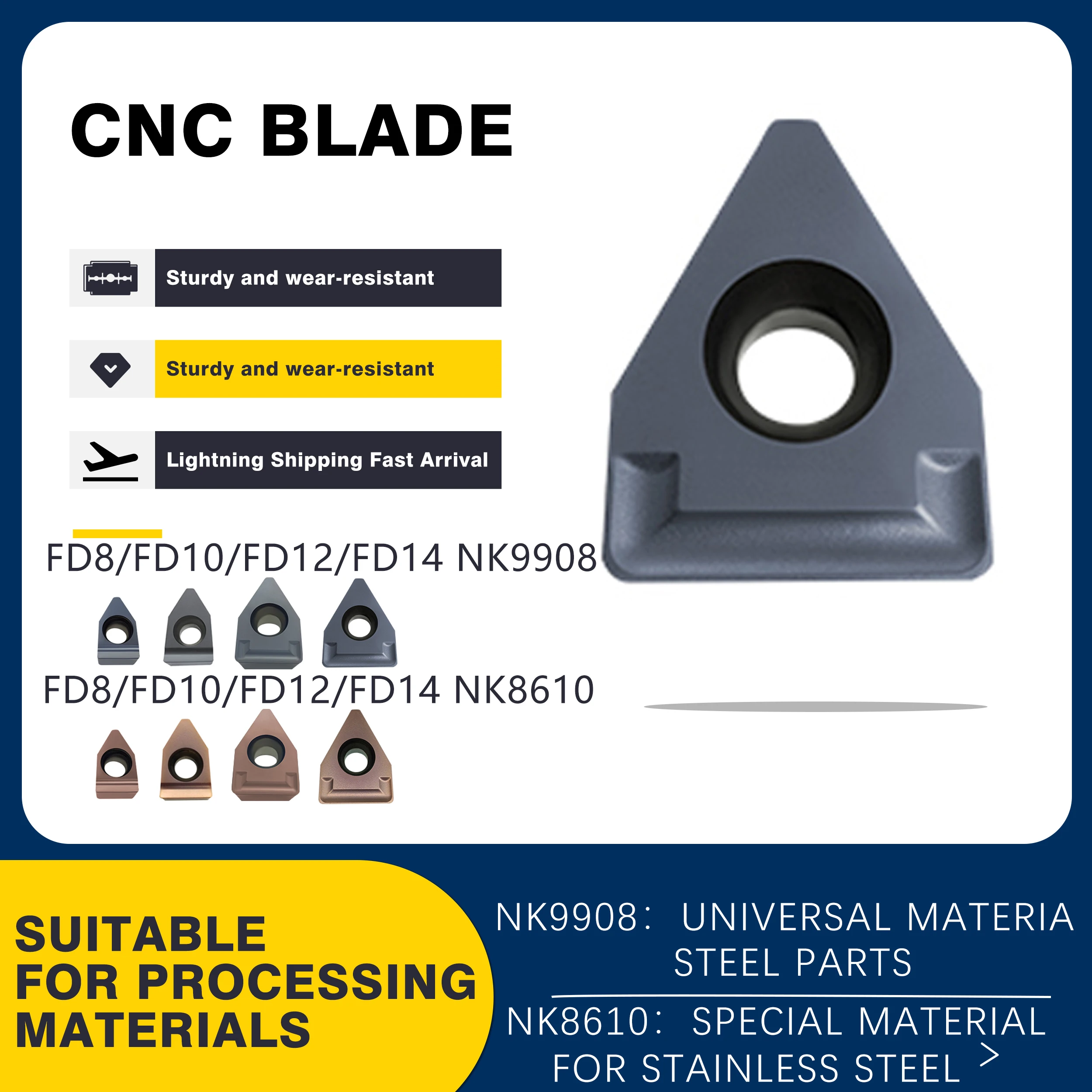 High quality Single ended slotted blade FD14 R1.0 FD12 R1.0 FD10 R0.6 ...