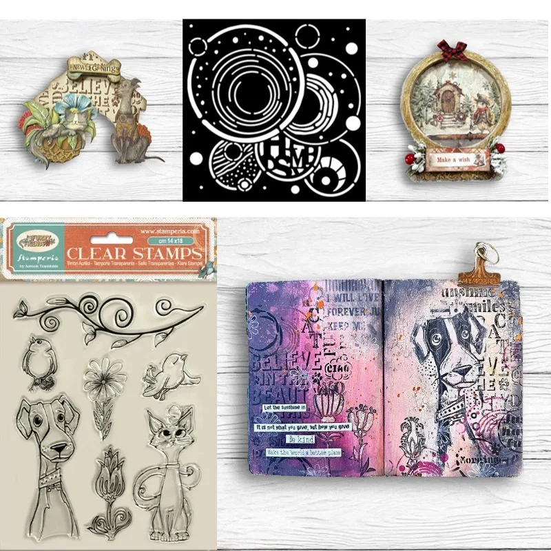 Furry Friends Vibrant Circles Metal Cutting Stencil And Stamps Scrap ...