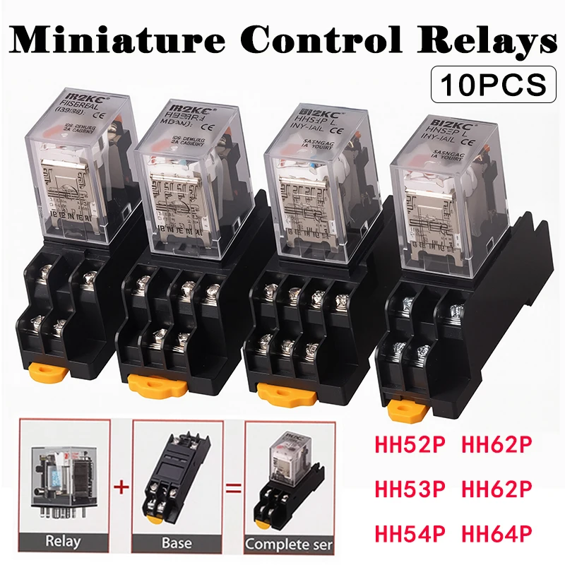 10pcs Intermediate Relay Switch AC110V 220V DC 12V 24V HH52P HH53P ...