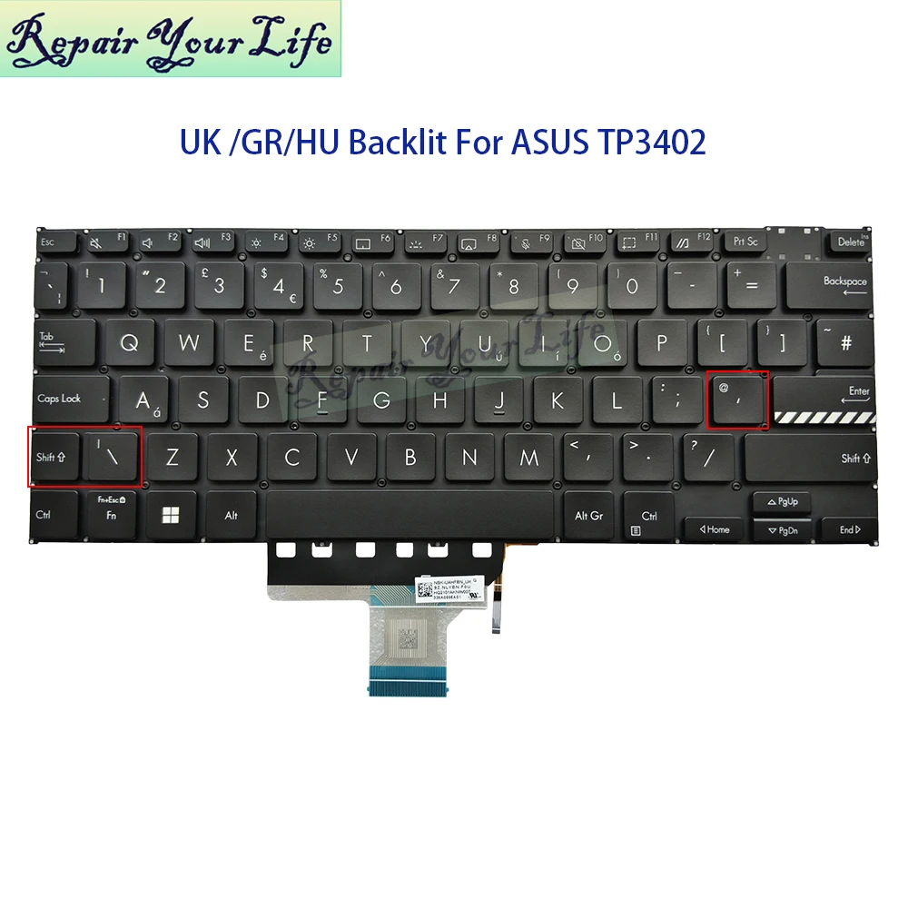 UK German Hungary Backlit Keyboard For ASUS Vivobook TP3402 TN3402 S14 ...