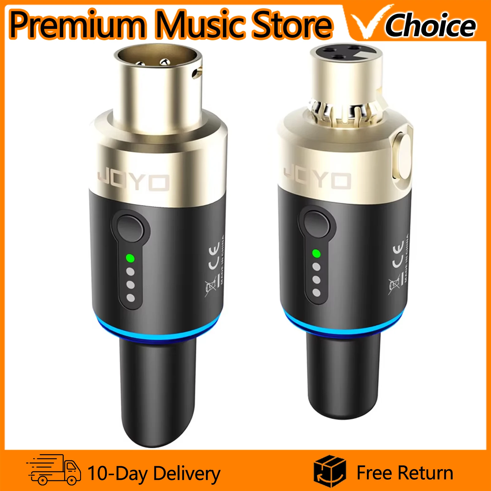 JOYO MW-1 Wireless Microphone System 5.8GHz XLR Mic Converter Wireless ...