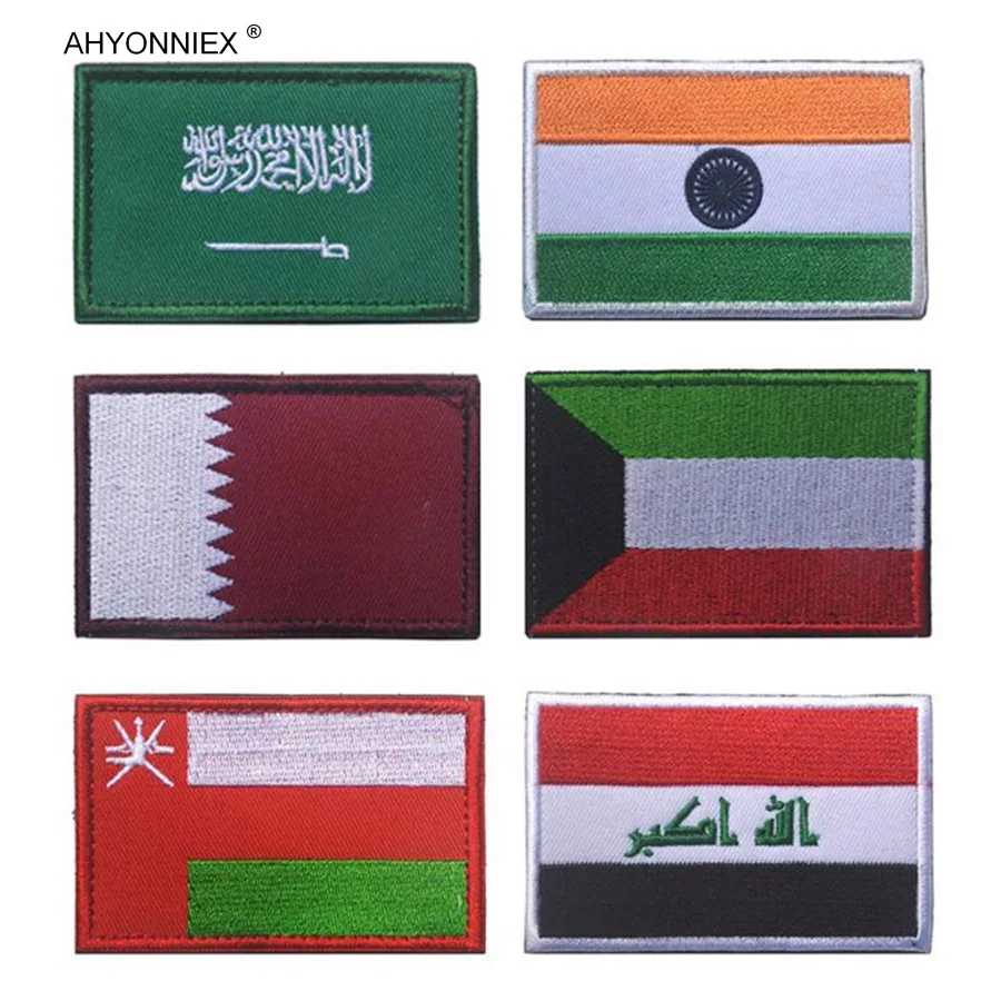 AHYONNIEX 1PC Asian India Oman Qatar Kuwait Iraq Saudi Arab Flag Patch ...