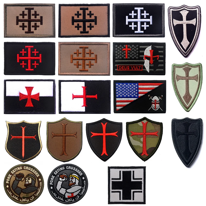 Crusader-Shield-Shoulder-Armband-Badge-Jerusalem-Cross-Crusader-Jihad-Patch-USA-Flag-Templar ...
